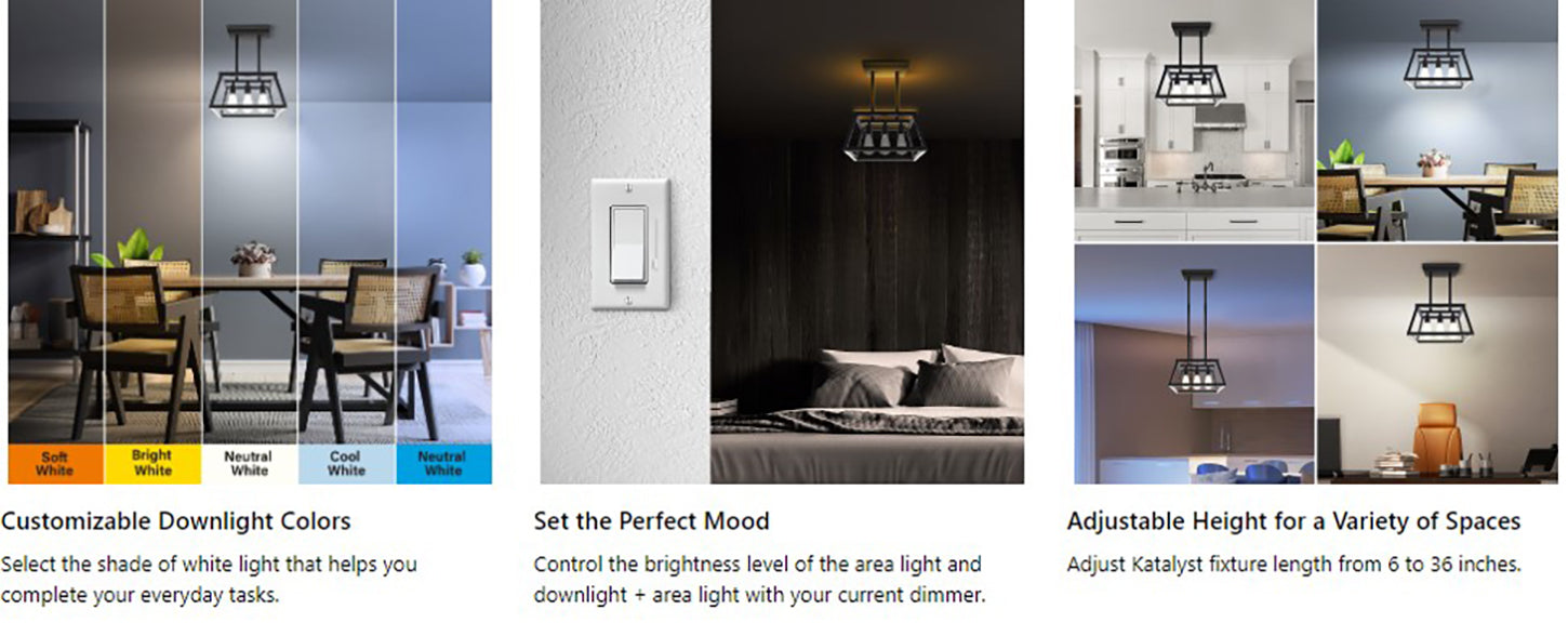 Feit Electric CHD225CCTNLBK Katalyst Collection LED Decorative 3-Light ...