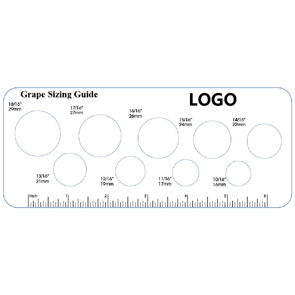 Custom Grape Sizing Gauge, Measuring Tool, 7.25" L x 3" W, Screen ...