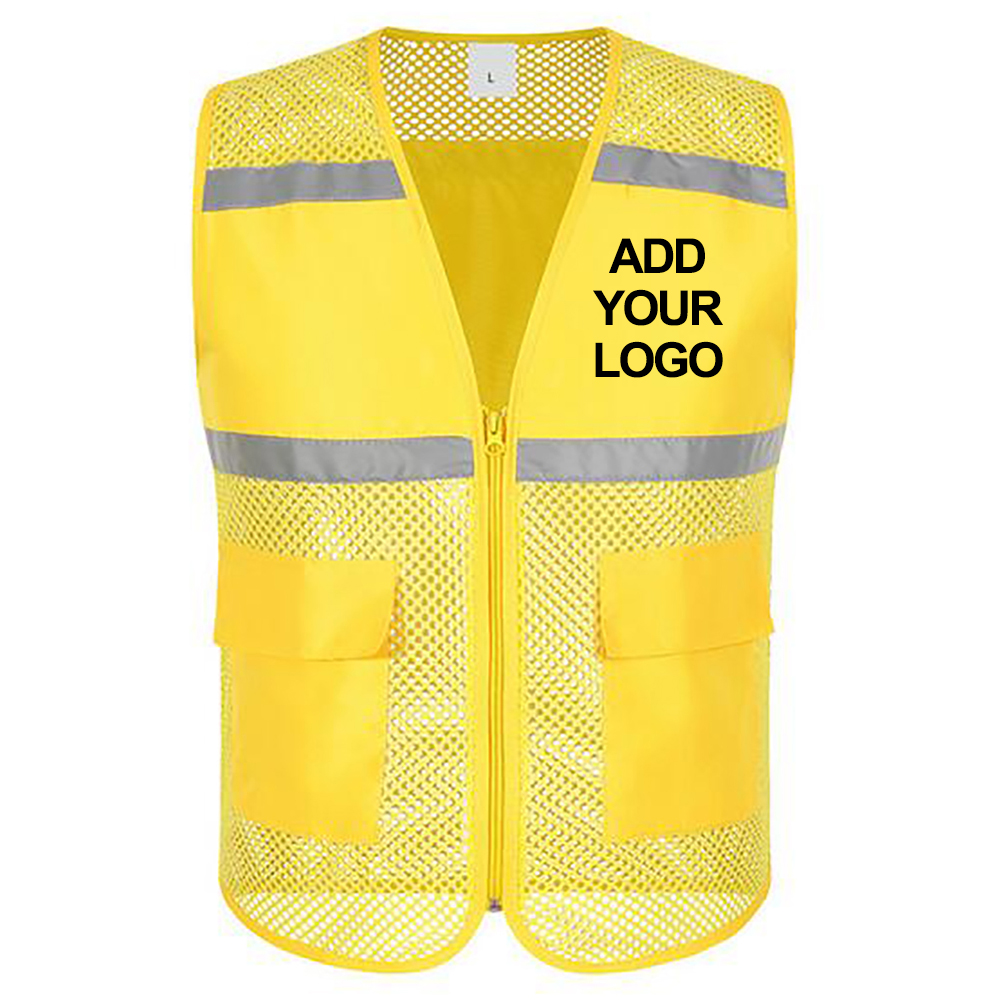 TOPTIE Embroidery Logo Custom Mesh Safety Vest Zipper Team Volunteer ...
