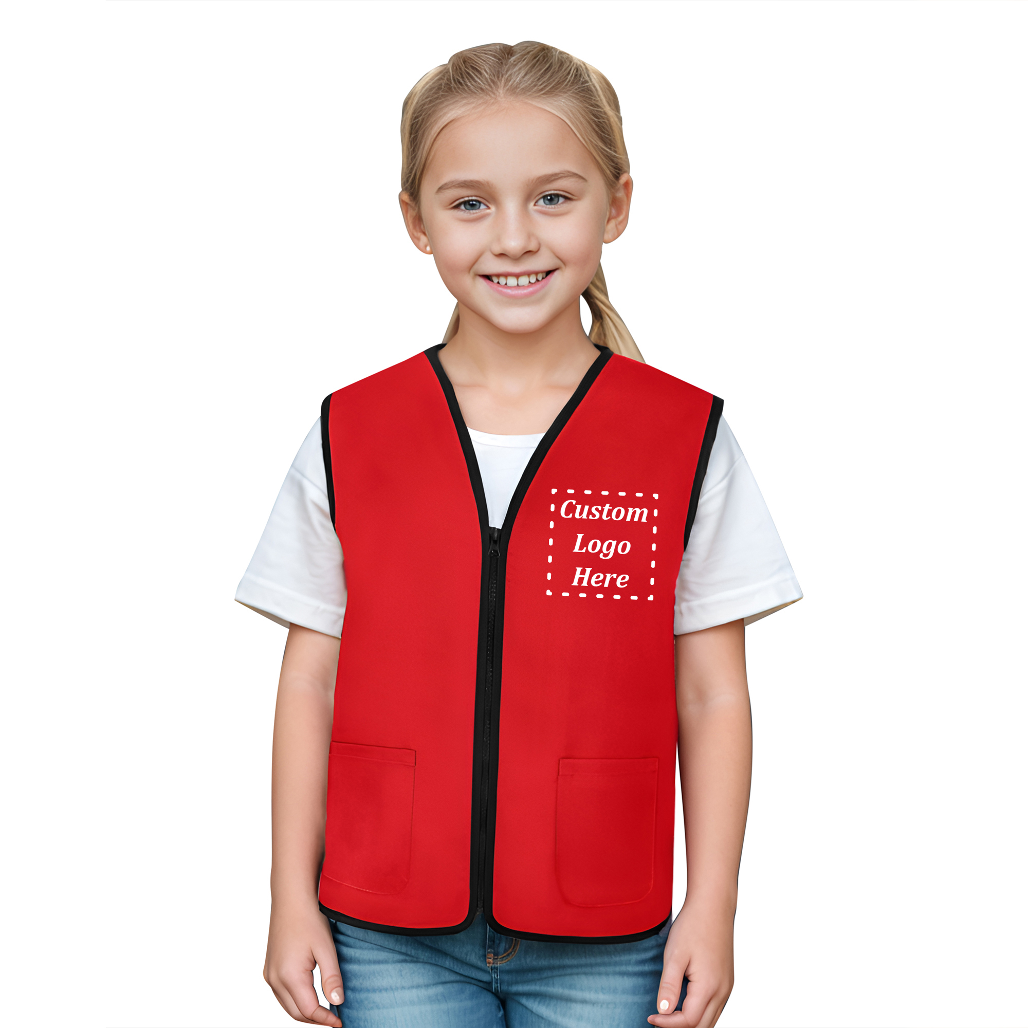 TOPTIE Custom Kids Volunteer Activity Vest Printed Embroidered Unisex ...