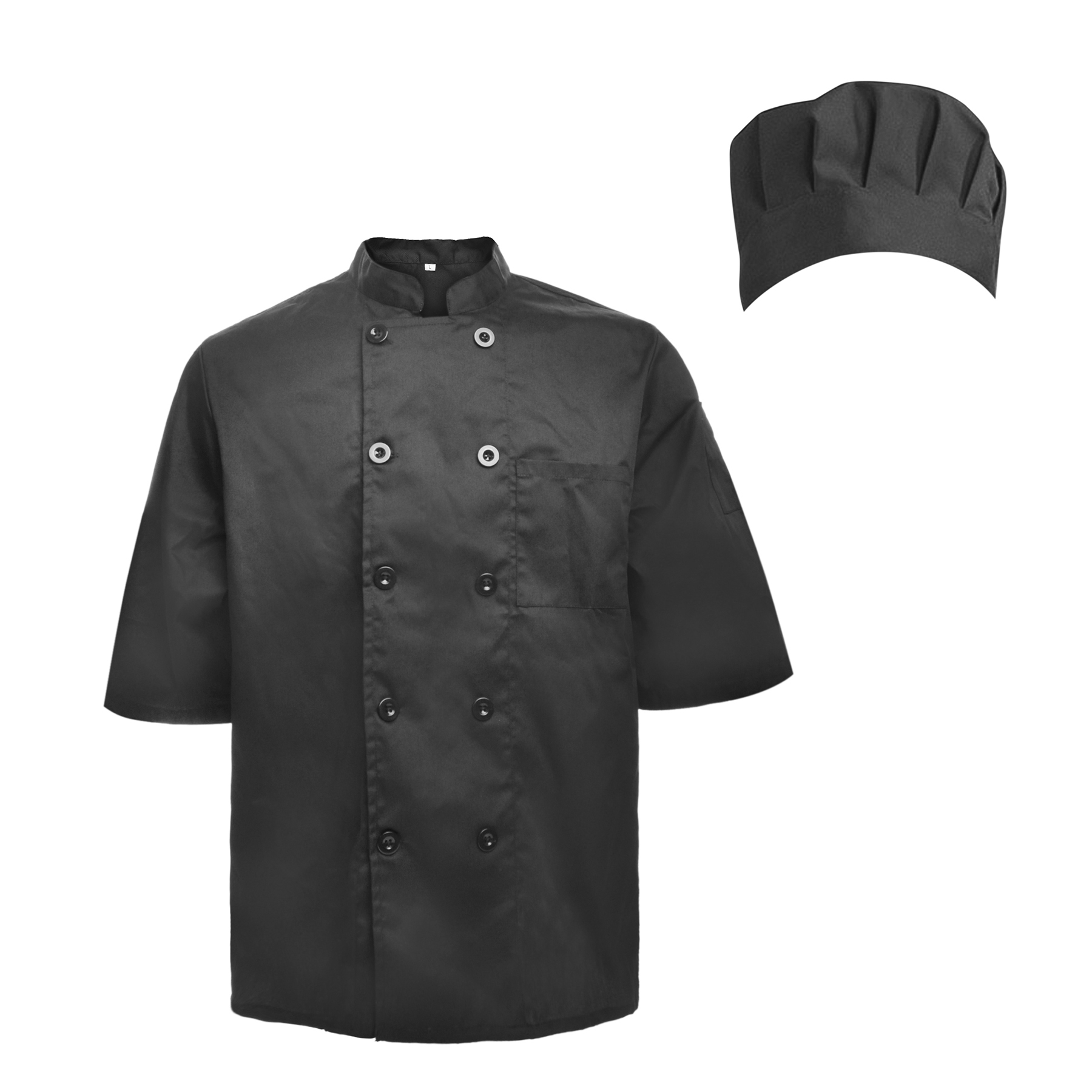 TopTie Unisex Short Sleeve Cooking Chef Coat Jacket with Adjustable Hat ...