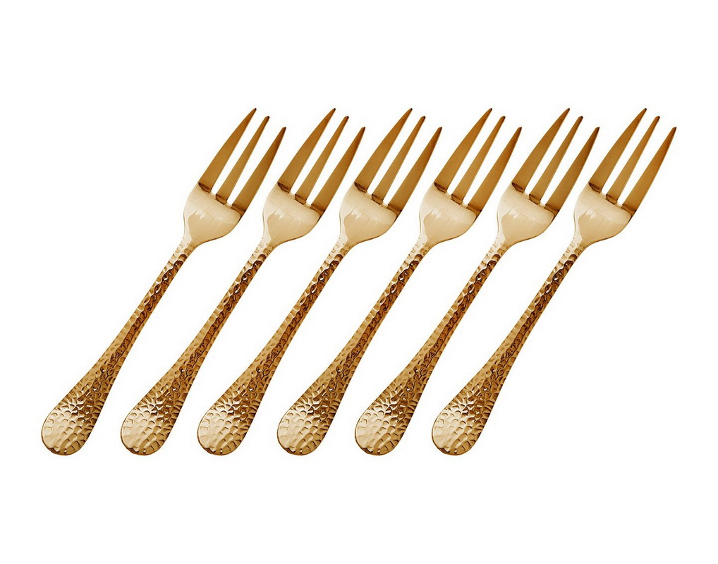 Godinger 80014 S/6 Copper Cake Forks Wholesale - Opentip