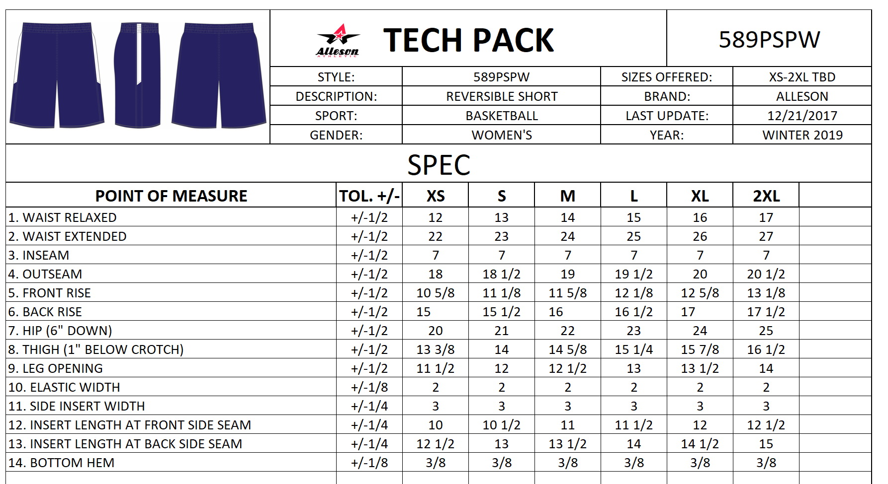 Alleson Athletic 589PSPW Womens Single Ply Reversible Short Wholesale - Opentip