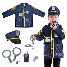 TOPTIE Police Costume for Kids, Halloween Role Play Dress-Up Set for 3 ...