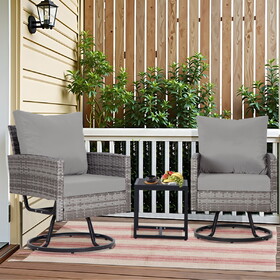 3-Piece Wicker Patio Furniture Set Rattan Swivel Chairs with Coffee ...