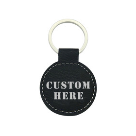 Muka Round Faux Leather Custom Keychain - Personalized Laser Engraved ...
