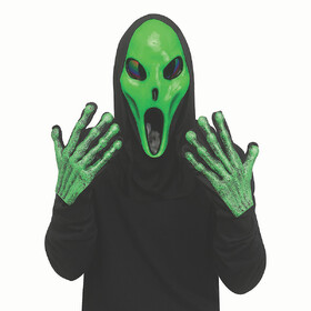 Fun World FW93593 Adults Alien Spawn™ Green Full Mask with Black Shroud ...